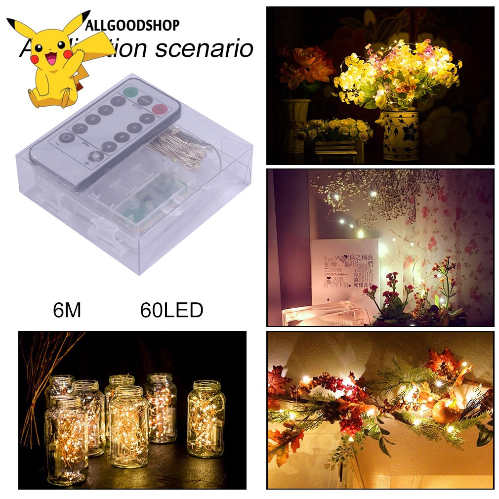 6m 60 LED String Light Party Decoration 3AA Pojemnik Na Baterie Z ...