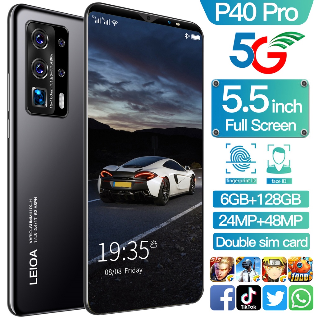 P40 Pro 5,5-Calowy Smartfon 4800 Mah 10 Rdzeń 24 + 48 Mp 6 Gb + 128 Gb ...