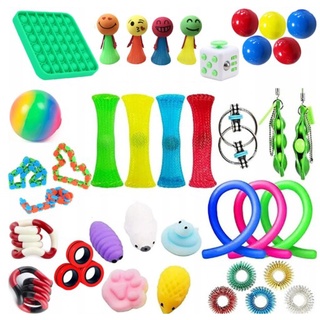 MYSTERY BOX 4 sztuki FIDGET TOYS ZABAWKI ANTYSTRESOWE POP IT MINI ...