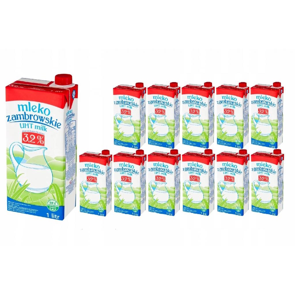 ZAMBROWSKIE MLEKO UHT 3,2% 12X1L | Shopee Polska