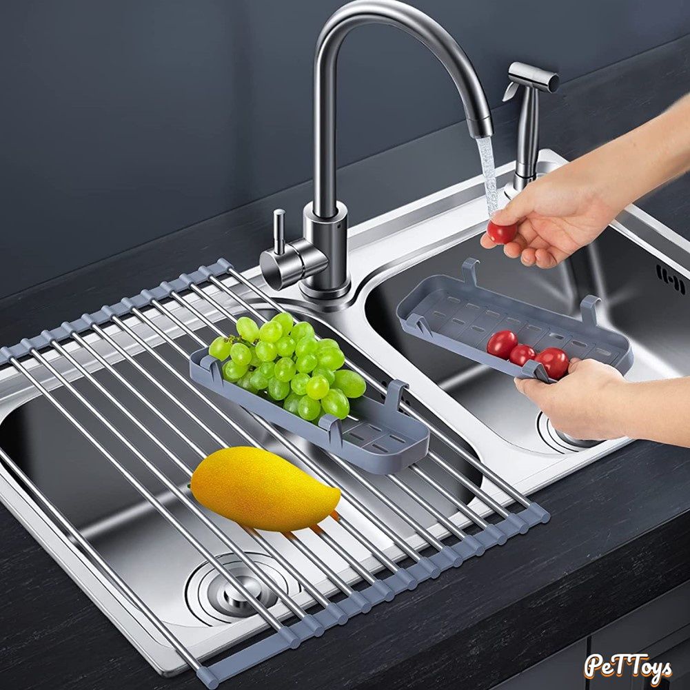 Stainless steel folding telescopic drain rack water filter rack sink ...