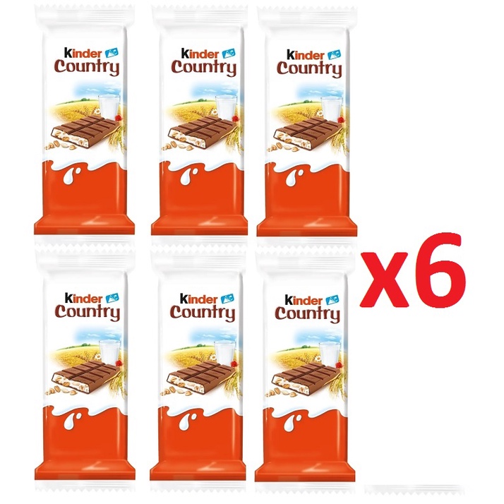 KINDER COUNTRY x6 baton batony zestaw paczka 6szt komplet czekoladek ...