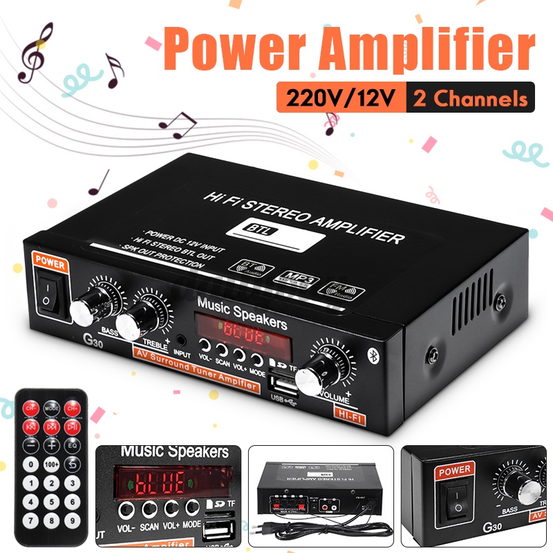 Domowy wzmacniacz kina domowego stereo Audio Radio FM Wzmacniacz samochodowy 12/220V | Shopee Polska