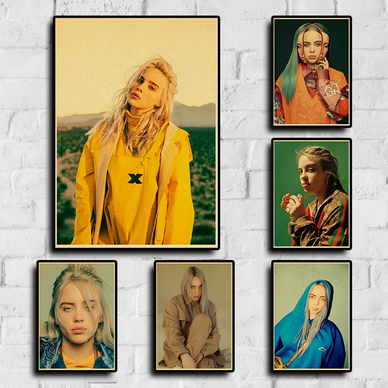 Plakat Retro Piosenkarz Gwiazda Billie Eilish Plakaty i Druki Wall Art ...