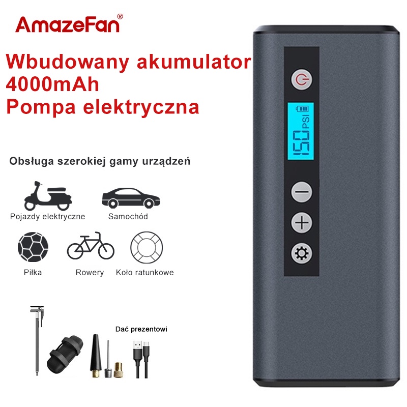 Pompka do opon samochodowych AmazeFan Pompka do opon samochodowych Mini ...