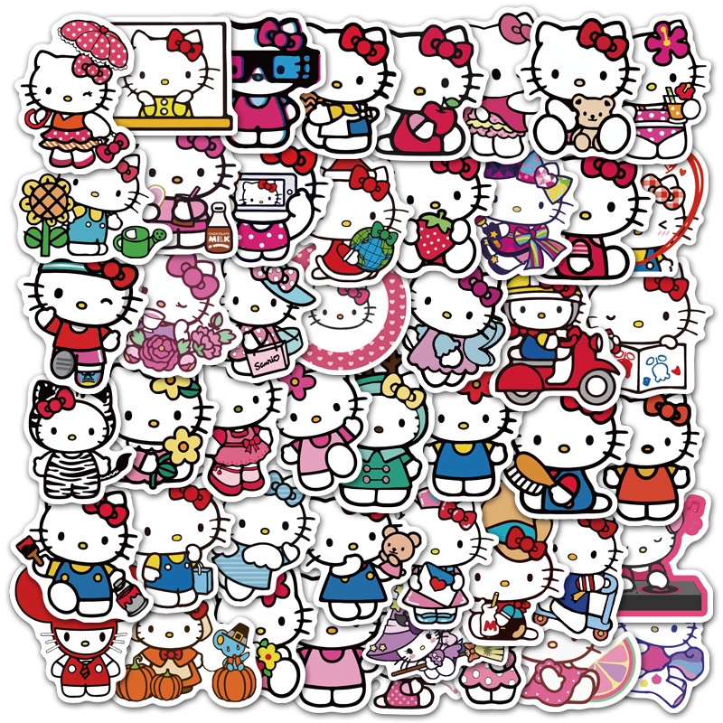 50 Naklejki Hello Kitty Hello Kitty Cartoon Walizka Deskorolka notebook ...