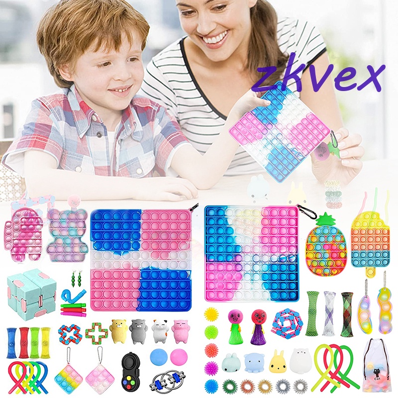 Push Pop It Big Fidget Pack Sensory Fidget Toy Set Pop Bubble Stress Relief Toys with Marble ...