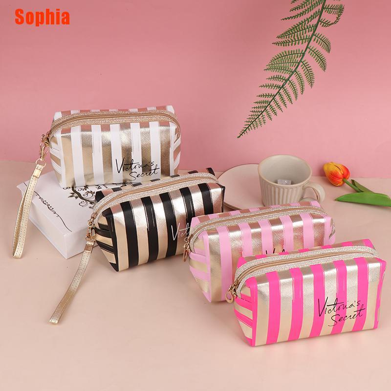[Sophia] Phnom Penh Stripe Kosmetyczka Pu Skórzana torba do ...