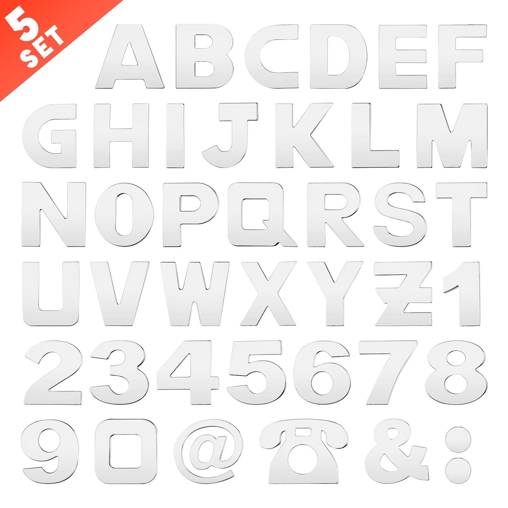 200 Pieces Chrome Car Emblem Sticker Alphabet Letter Number Symbol ...