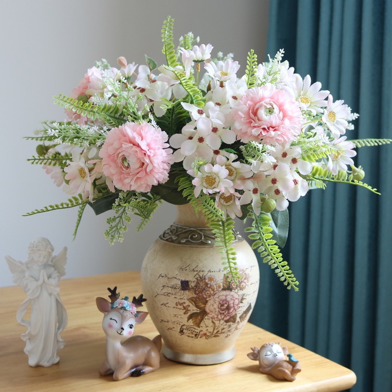 Sztuczny Jedwab Stokrotka Symulacja Kwiat Hortensja Romantyczna Bukiet ...