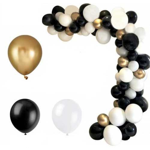 Girlanda z balonów czarno biało złota 5 metrów Girlanda balonowa z akcesoriami Zestaw | Shopee ...