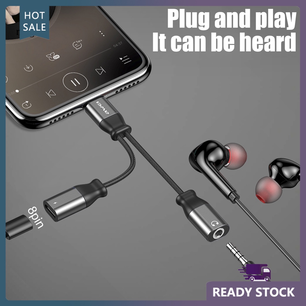 Rga Czarny Adapter Konwerter Pleciony 8-Pinowy na Kabel 3,5 mm Solidny ...