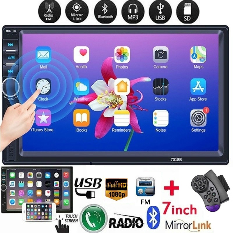 7018b Radio samochodowe 2 Odtwarzacz Mp5 Bluetooth Zestaw głośnomówiący ...