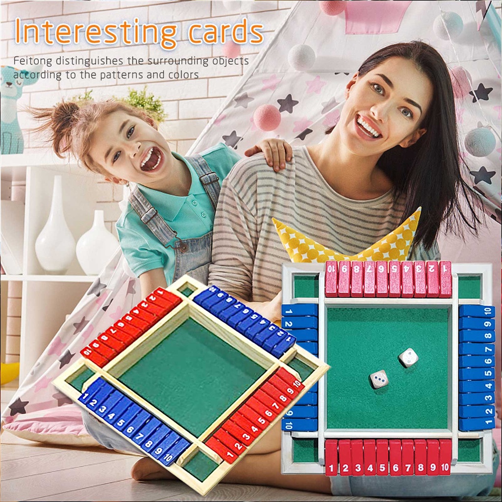 Uououo Tradycyjne Czterostronne Drewniane 10 Numer Pub Bar Board Dice