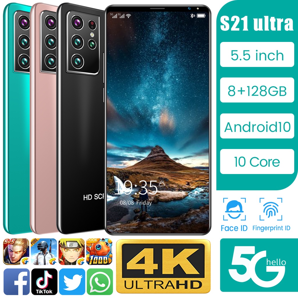 Wersja globalna S21 Ultra Smart Phone 5,5 cala 8 GB RAM 128 GB ROM Dual ...