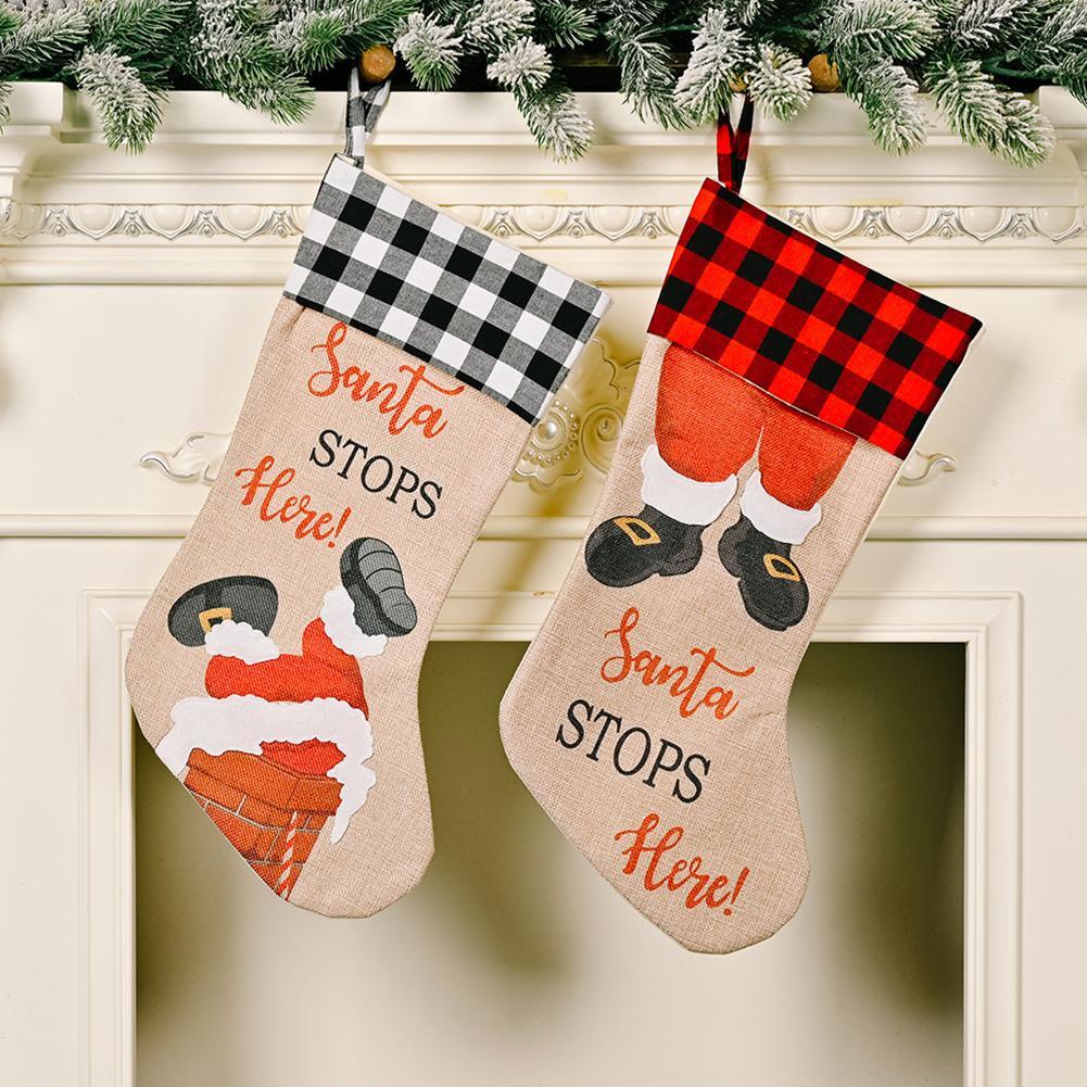 Christmas Stockings - 1Pack Plaid Classic Large Christmas H9C2 Holiday ...