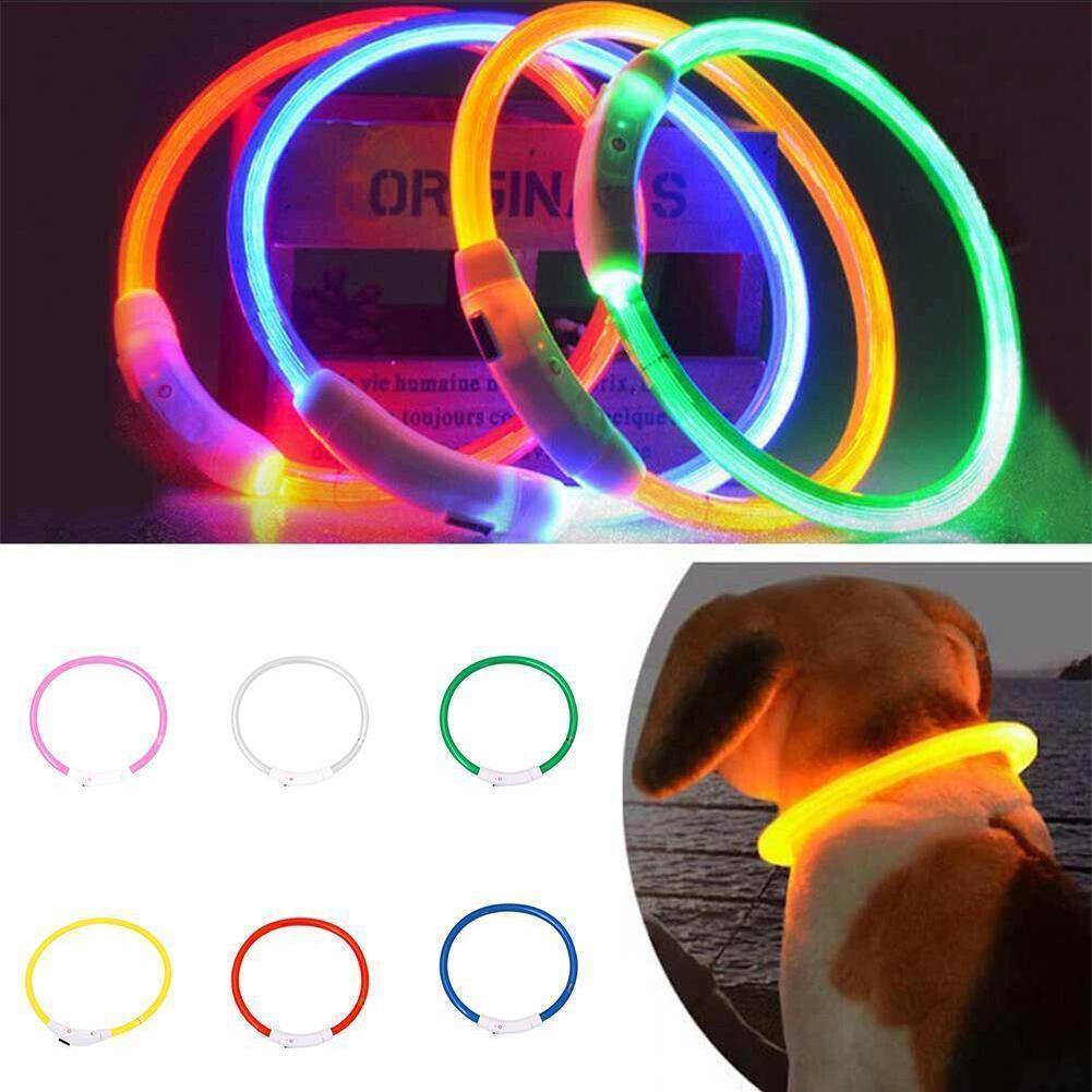 LED Pet Light Up Collar Adjustable Size Flashing USB P6G2 Rechargeable ...