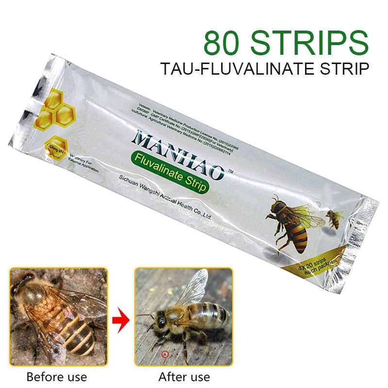 80 Pasków ManHao Tau-Fluvalinate Strip Bee Roztocza Varroa Killer ...