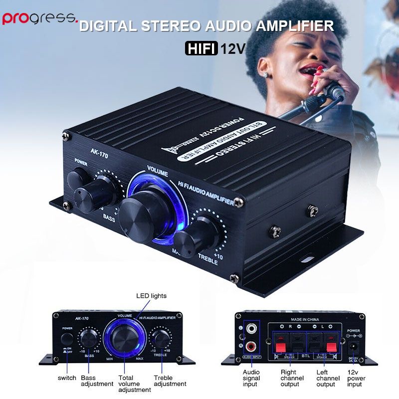 Wzmacniacz samochodowy HIFI cyfrowy wzmacniacz Audio FM Radio Mic domu 400W DC 12V | Shopee Polska