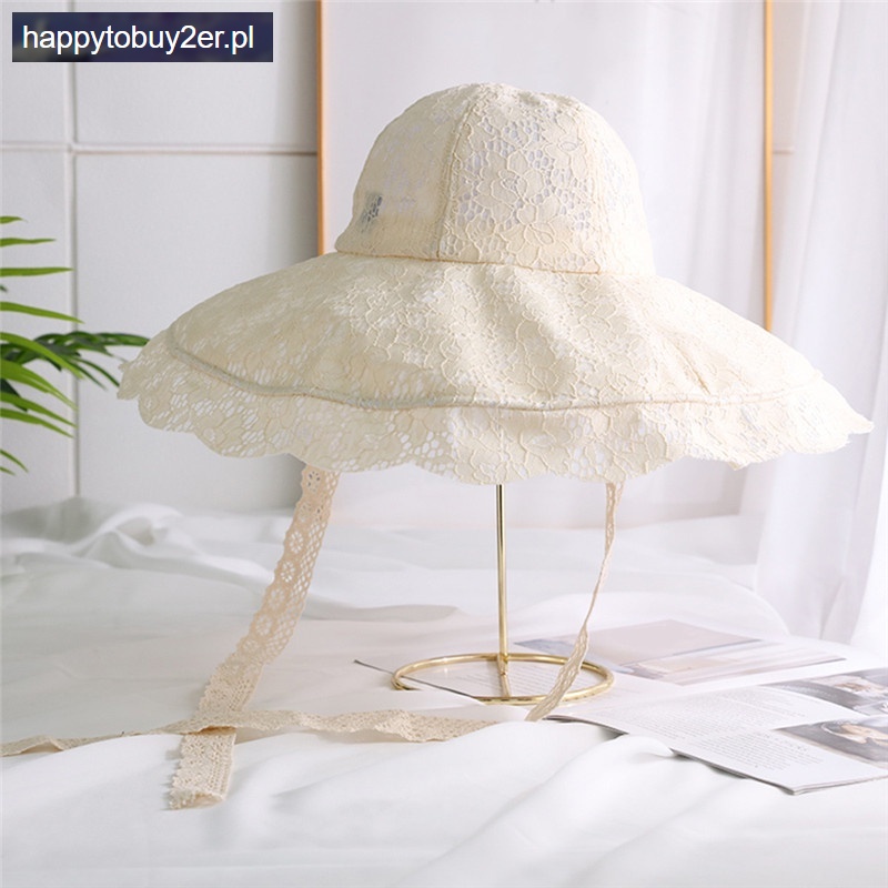 Kobiety Kwiatowy kapelusz typu bucket Mesh Koronkowa wędkowanie z szerokim rondem Kapelusz ...