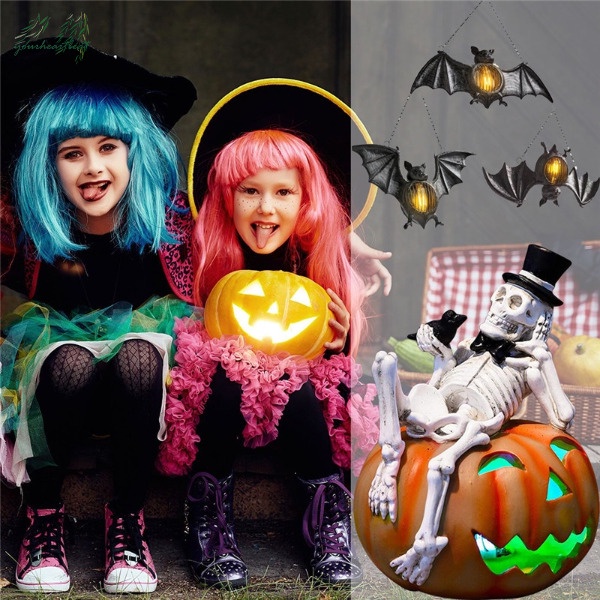 Halloween Pumpkin Czaszka Straszna Dekoracja Kolorowa Lampa LED ...