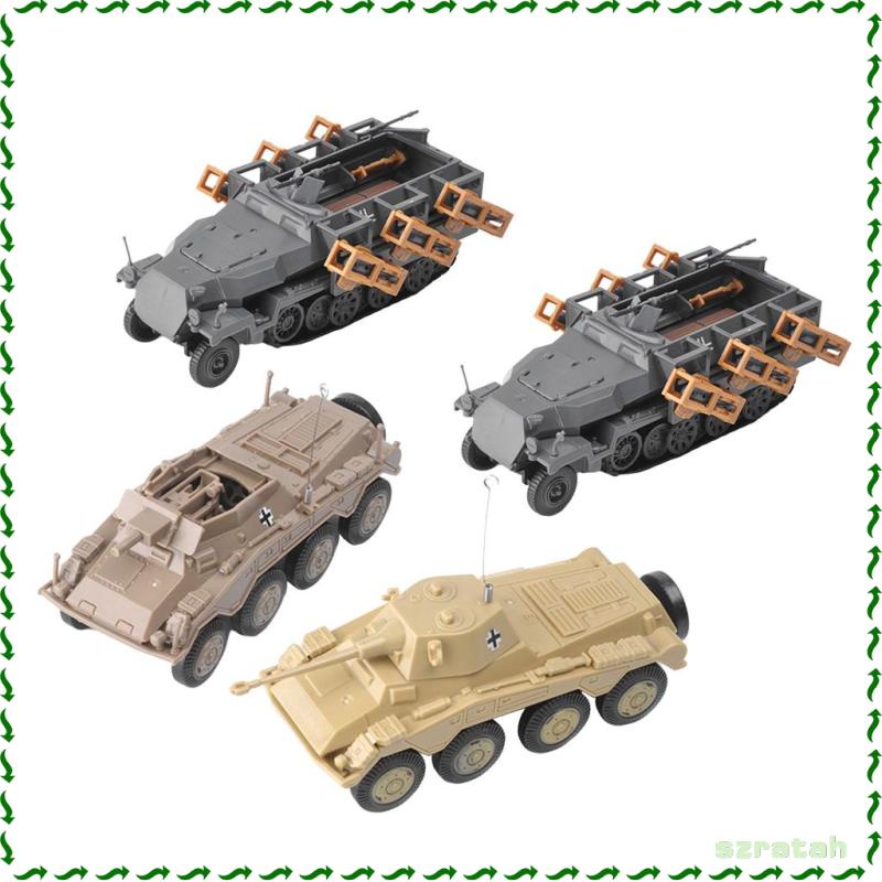 Set of 4 Simulated WWII Armoured Vehicle 4D Model Kit 1:72 Army Playset ...