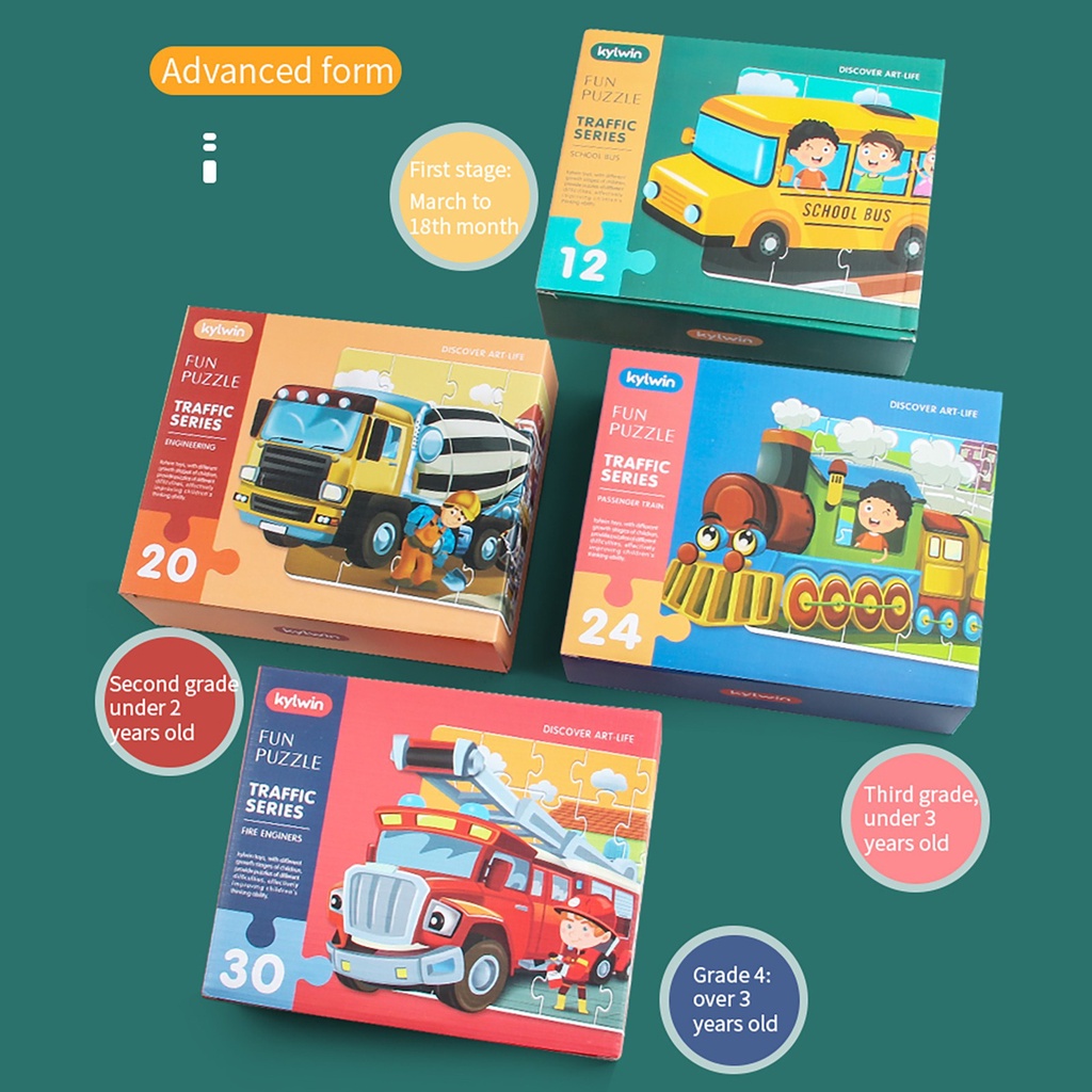 uououo Children Zaawansowane Puzzle 12/20/24/3 Szt.Winżynie samochodów ...