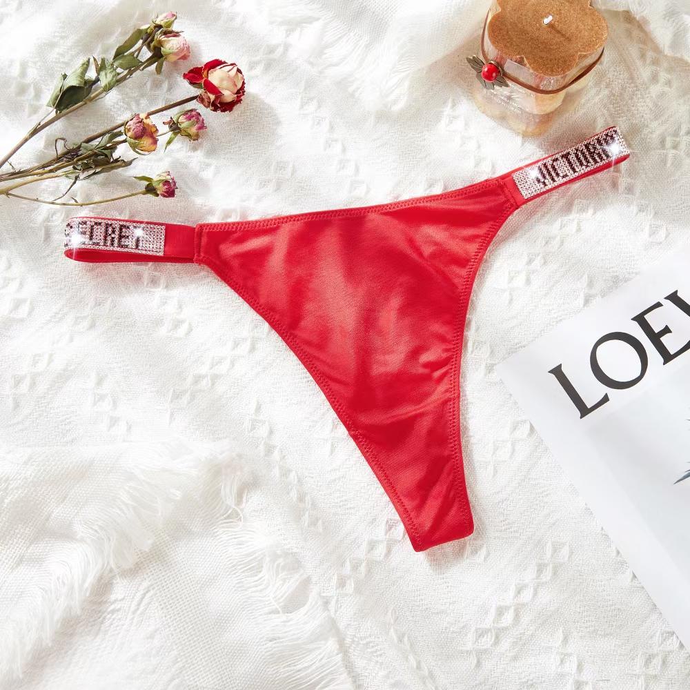 Seksowne bezszwowe majtki damskie luksusowe litery cyrkonie bielizna ...
