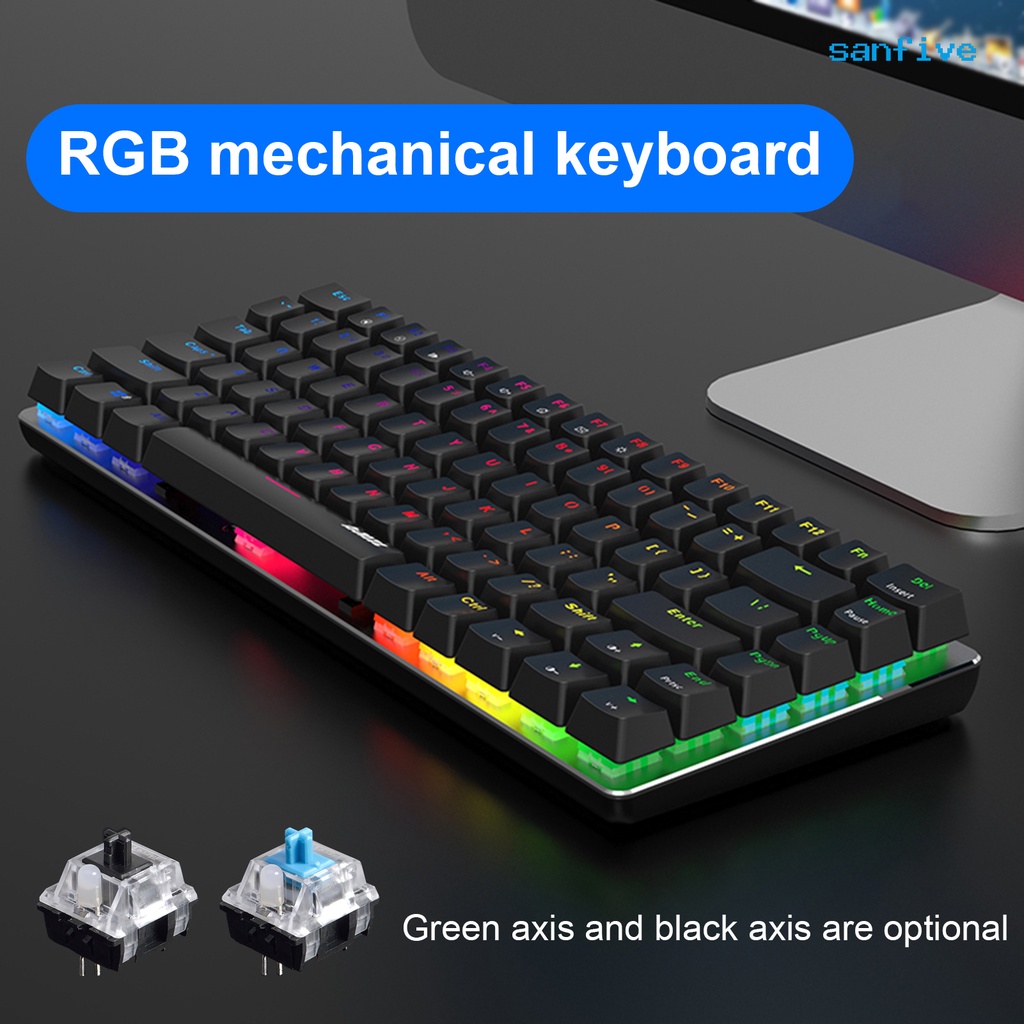 sanfive AJAZZ AK33 Mechanical Keyboard RGB Backlight Black/Blue Switch ...