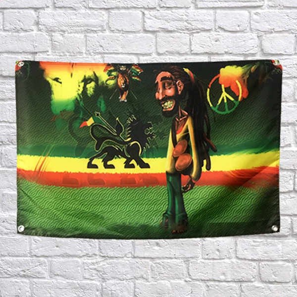 Peace Lion Music Rock Rasta Reggae Jamaica plakat flaga baner wolny ...