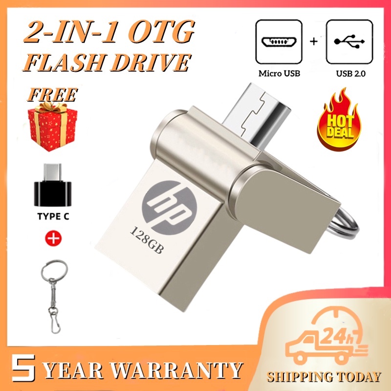 128 Gb HP 2 W 1 OTG Metalowy Wodoodporny Pendrive 128 Gb USB FLASH Drive Kciuk Z Napędem ...