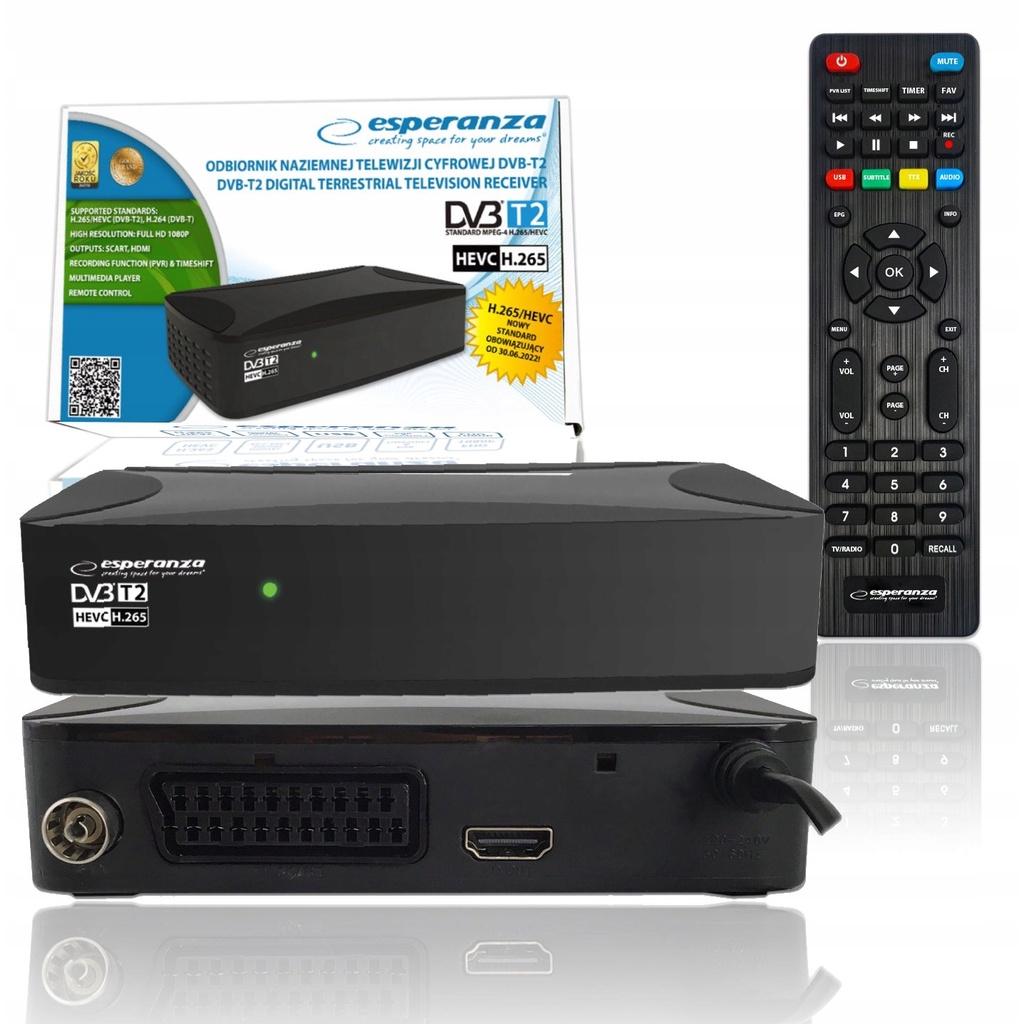Dekoder tuner TV naziemnej DVB-T2 H.265/HEVC USB | Shopee Polska