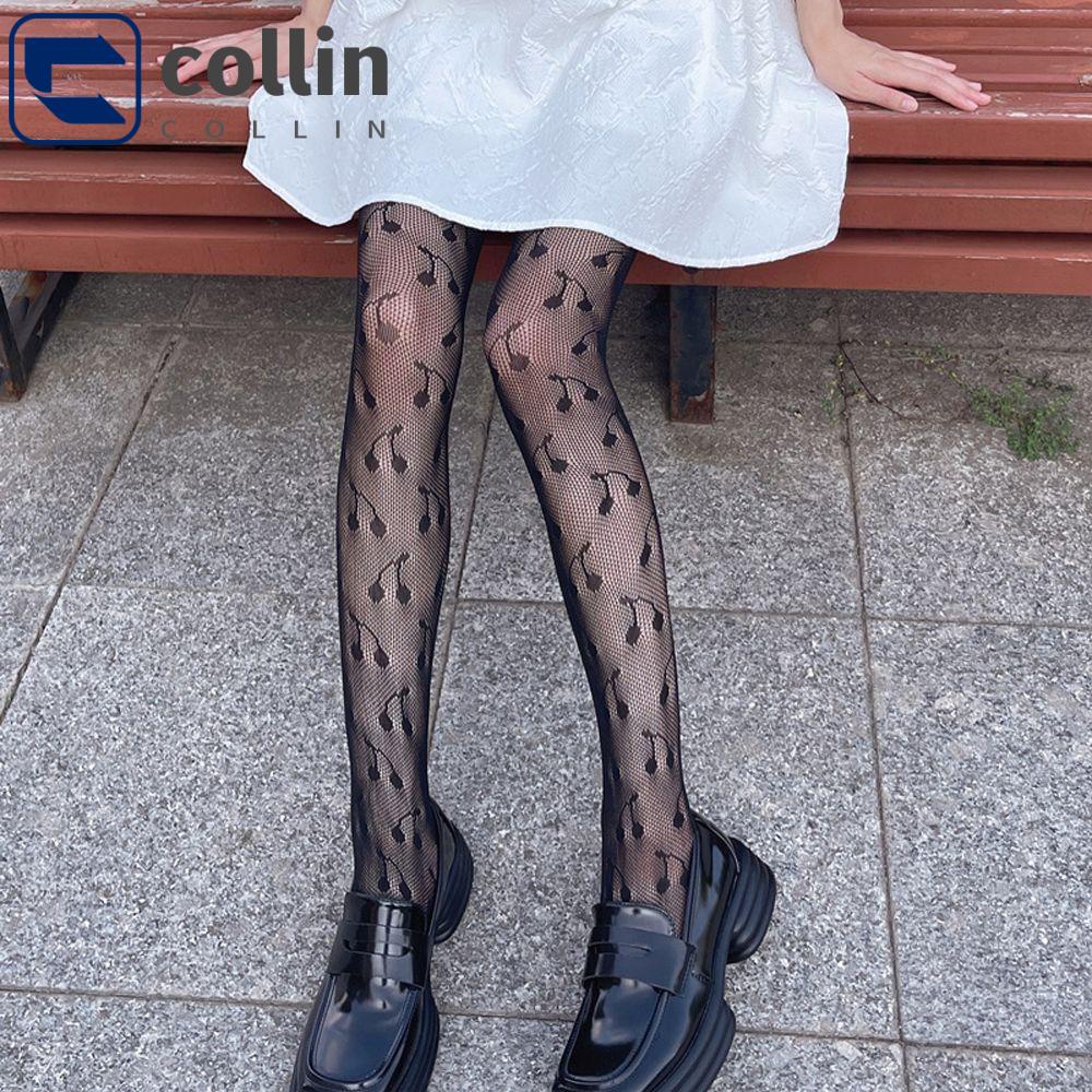Collin Damskie gotyckie Pończochy Długie Pończochy JK Lolita Hollow ...