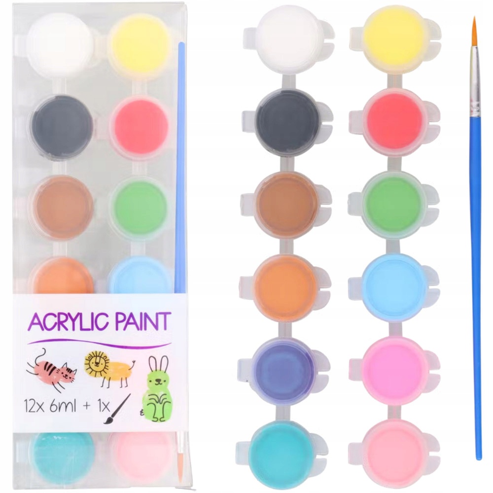 FARBY AKRYLOWE AKRYLE zestaw farb akrylowych 12 kolorów | Shopee Polska