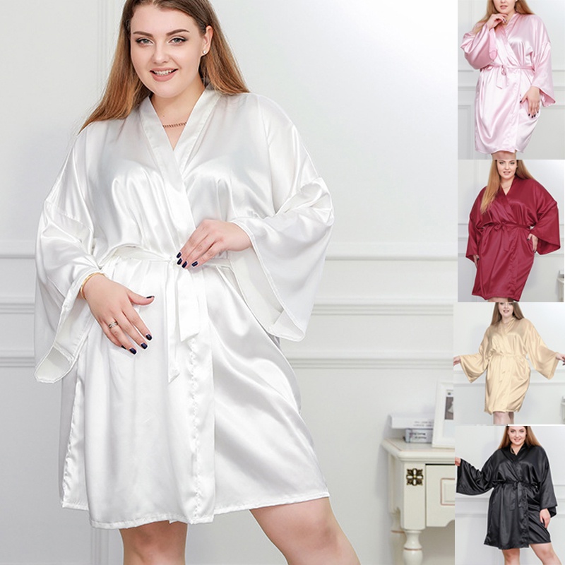 Xl-4xl Satynowy Szlafrok Damski Jedwabny Szlafrok Kimono dla Panny Młodej Druhny Wesele ...