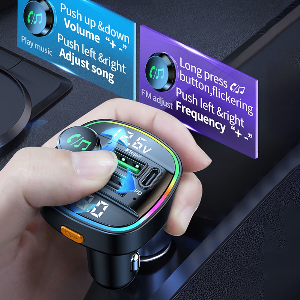 Zestaw samochodowy nadajnik FM Odtwarzacz Mp3 z adapterem ładowarki USB ...